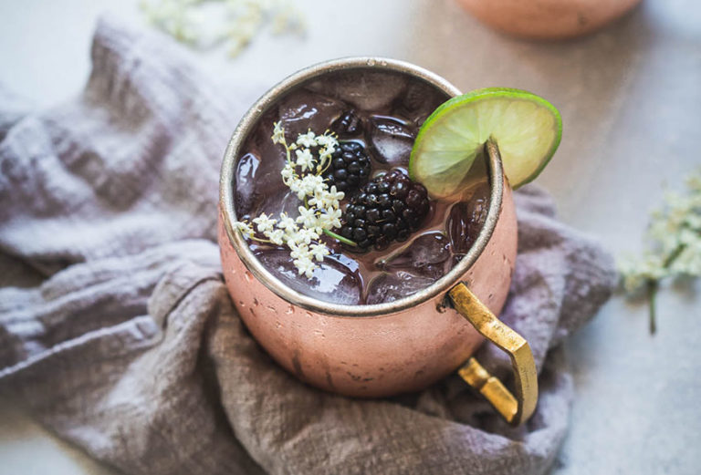 Blackberry Moscow Mule with Elderflower - Oregon Raspberries & Blackberries